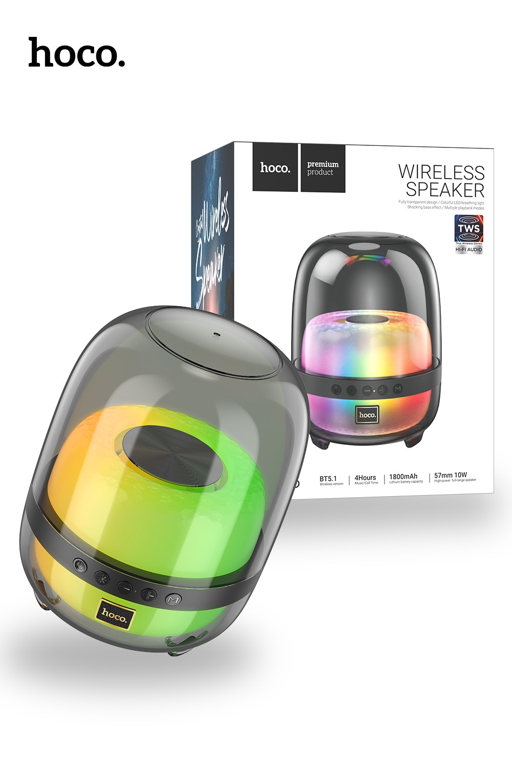 Hoco BS58 Crystal Colorful Luminous Bluetooth Speaker - M&L Computers ...