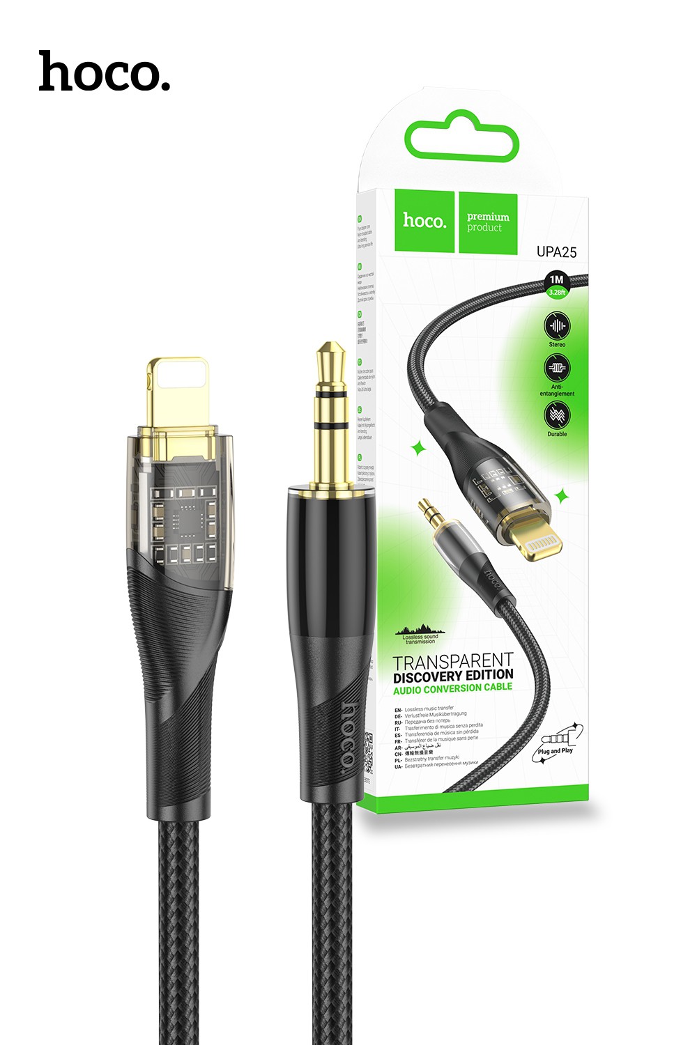 Hoco UPA25 Lightning to 3.5mm 1M Cable - Black - M&L Computers Technology