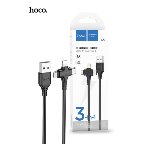Hoco X77 3 in 1 USB-A to Lightning, USB-C, Micro-USB Charging Cable ...