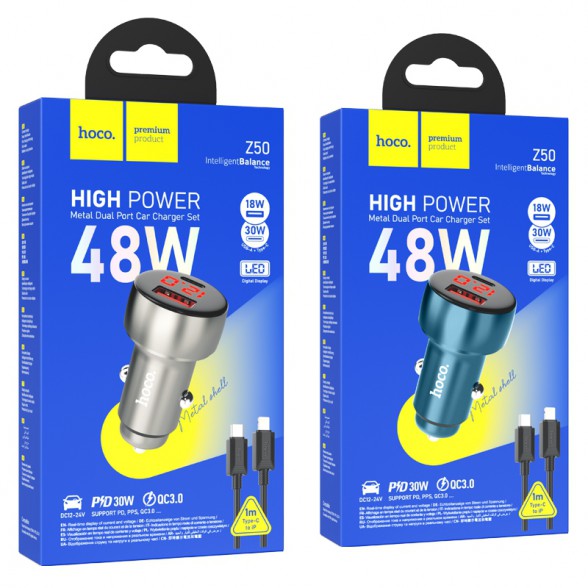 Hoco Z50 48W PD QC Car Charger - M&L Computers Technology