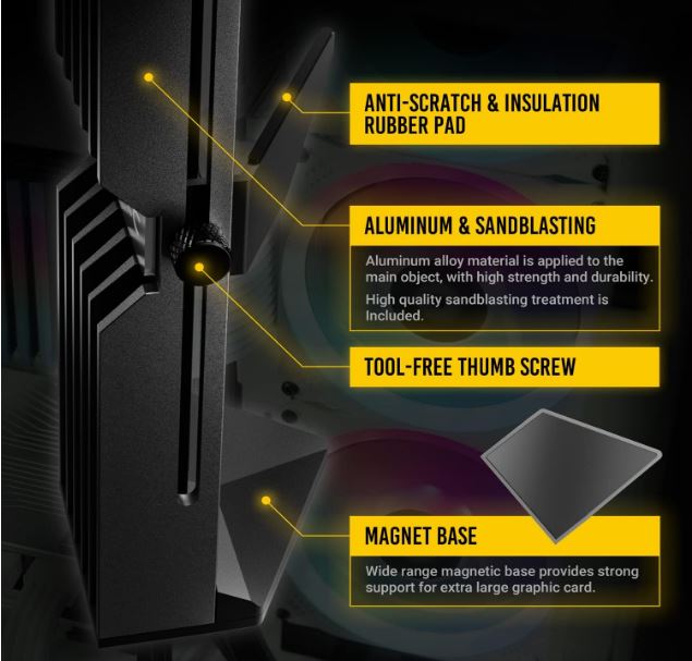 Antec RGB GPU Support Bracket, Graphics Card Holder, Addressable RGB 5V ...