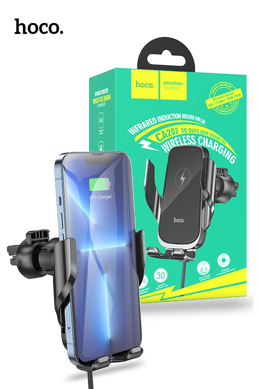 Hoco CA202 Auto-Scaling Air Vent Wireless Charger - M&L Computers Technology